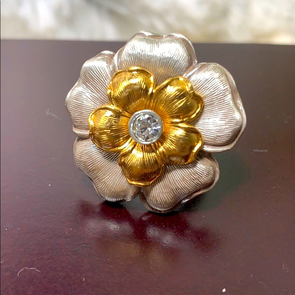 Brighton | Jewelry | Brighton Ring Silver Gold Flower Retro Garden 8 ...
